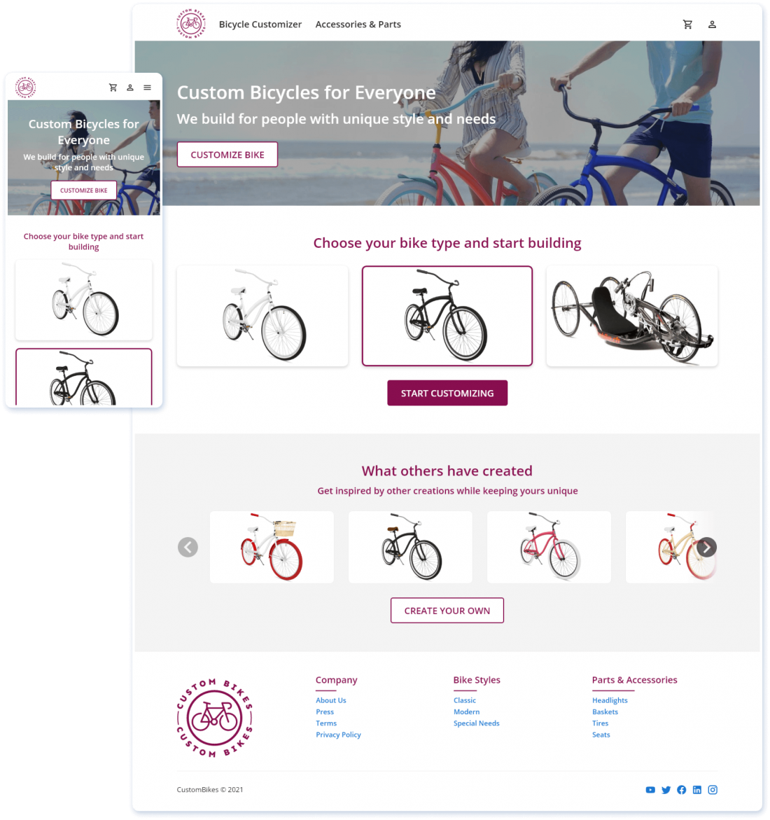 Custom Bikes Responsive Website UX / UI Design - Webby Art